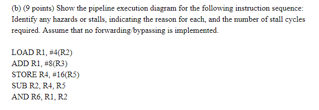 (6) (9 points) Show the pipeline execution diagram | Chegg.com