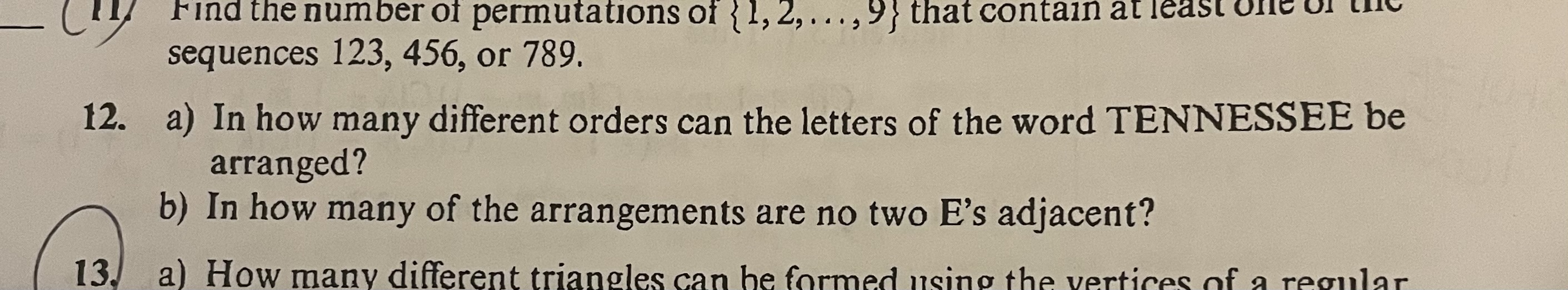 Solved sequences 123,456 , or 789 . 12. a) In how many | Chegg.com