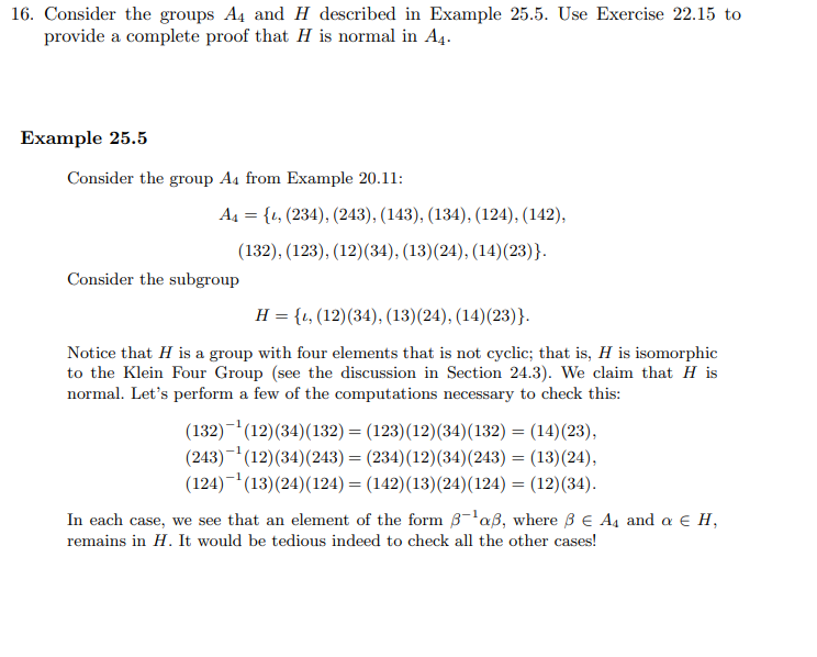 Solved 6. Consider the groups A4 and H described in Example | Chegg.com