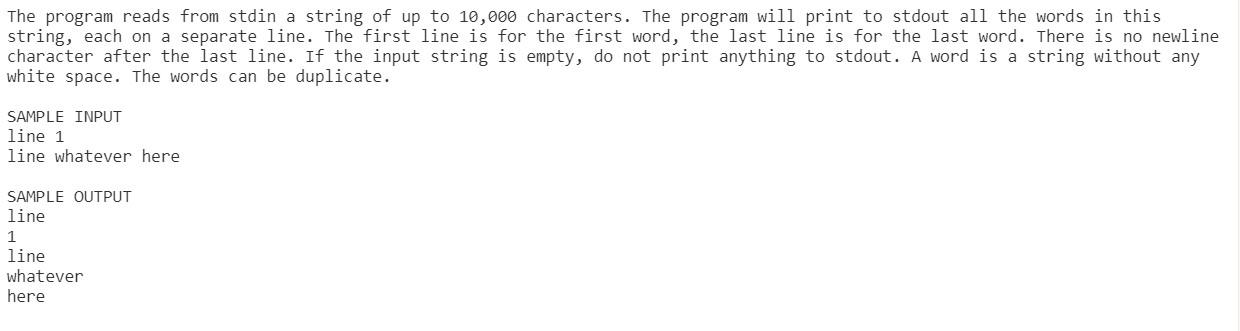 Solved The program reads from stdin a string of up to 10,000 | Chegg.com