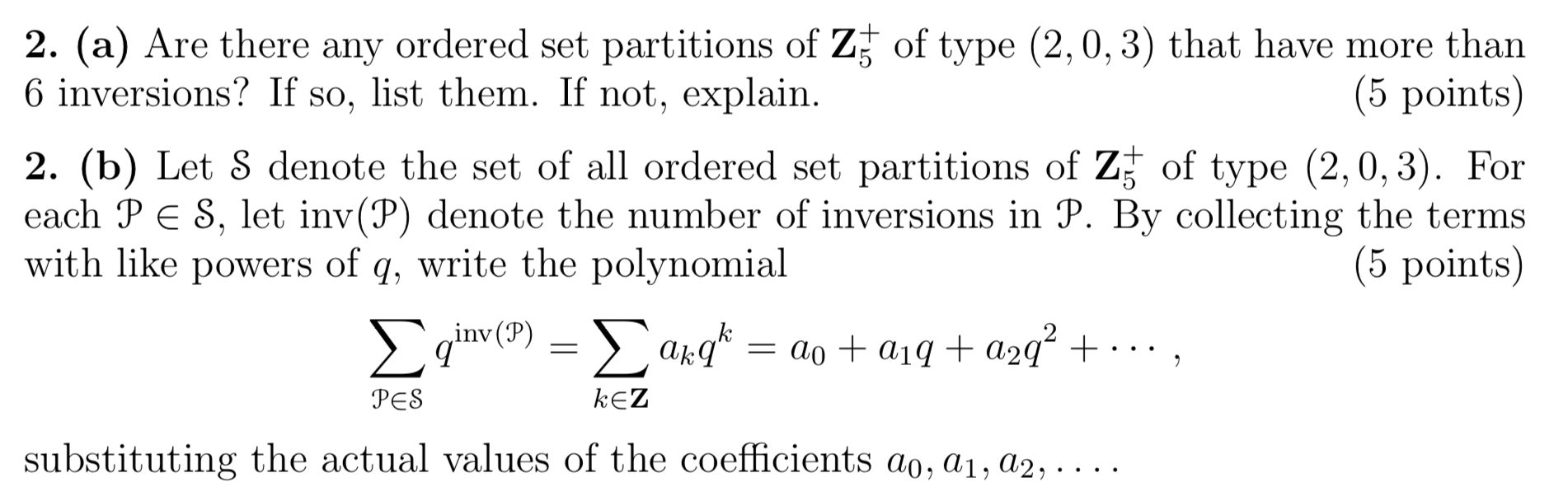2. (a) Are there any ordered set partitions of Z of | Chegg.com