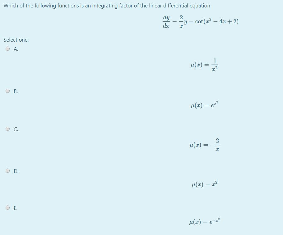 Solved Which of the following functions is an integrating | Chegg.com