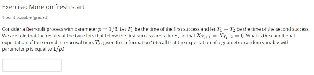 Solved Exercise: More on fresh start 1 point possible | Chegg.com