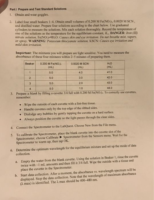 Solved Calculating equilibrium Constants lab- | Chegg.com
