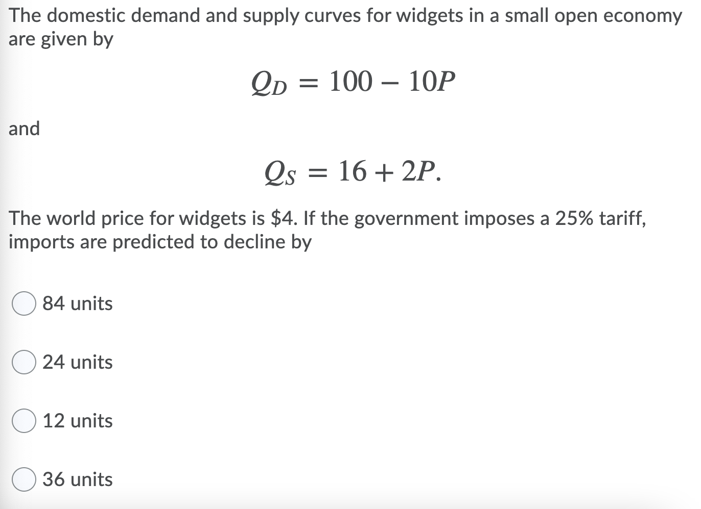 Solved The domestic demand and supply curves for widgets in | Chegg.com