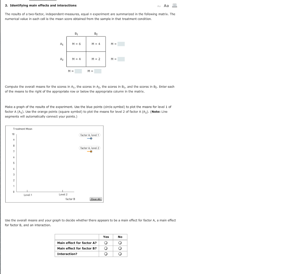 Solved 2. Identifying main effects and interactions AaAa The | Chegg.com