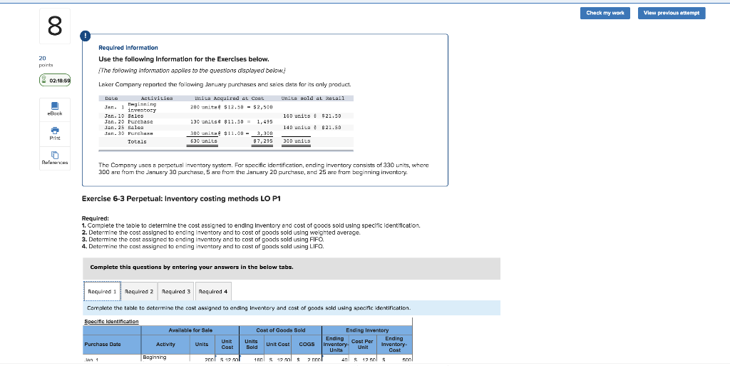 Solved Check my work View previous attempt Required | Chegg.com