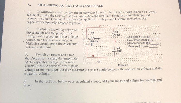 Solved MEASURING AC VOLTAGES AND PHASE A. In Multisim, | Chegg.com