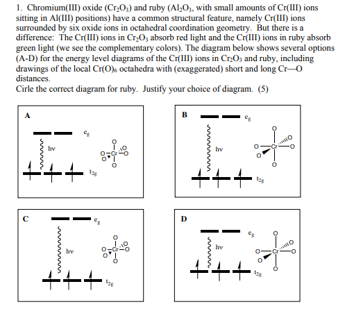 Solved 1. Chromium(III)oxide (Cr2O3) and ruby (Al2O3, with | Chegg.com