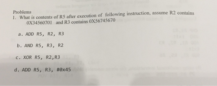 Solved What is contents of R5 after execution of following | Chegg.com