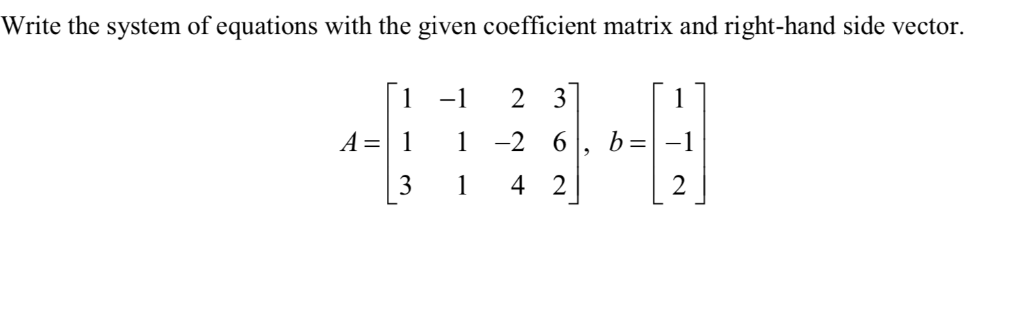 Solved Write the system of equations with the given | Chegg.com