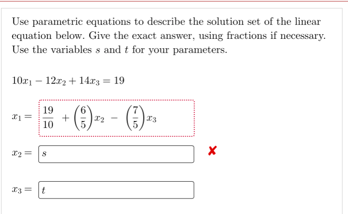 Solved Use parametric equations to describe the solution set | Chegg.com