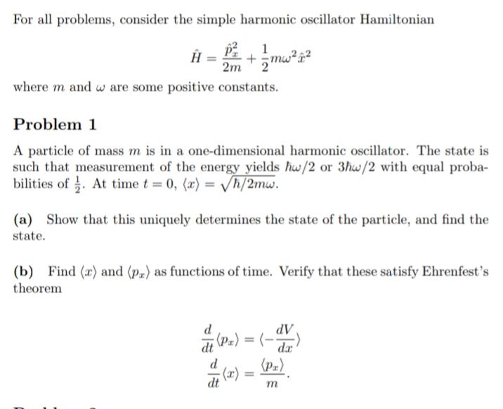 Solved For all problems, consider the simple harmonic | Chegg.com