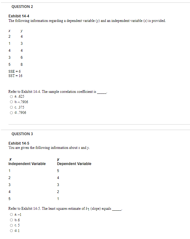 Solved Exhibit 14 4 The Following Information Regarding A