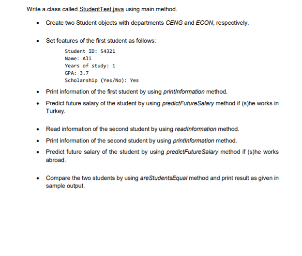 Solved Write a class called StudentTest.java using main | Chegg.com