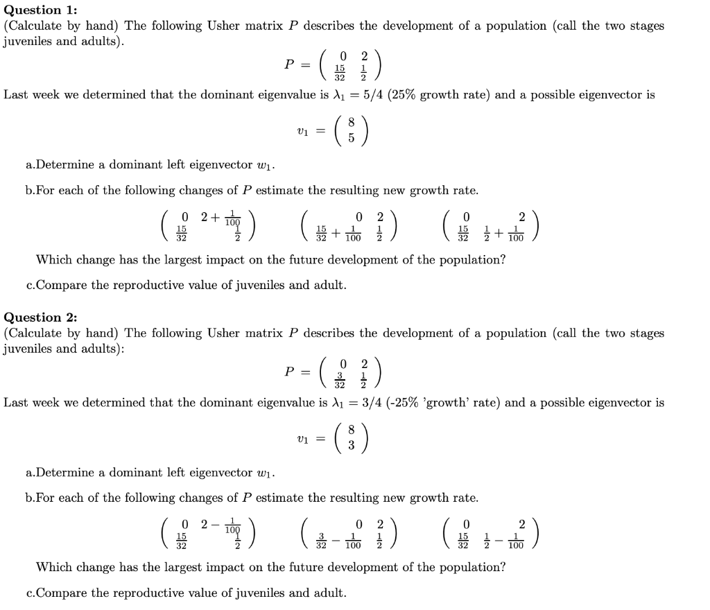 Solved Question 1: (Calculate by hand) The following Usher | Chegg.com