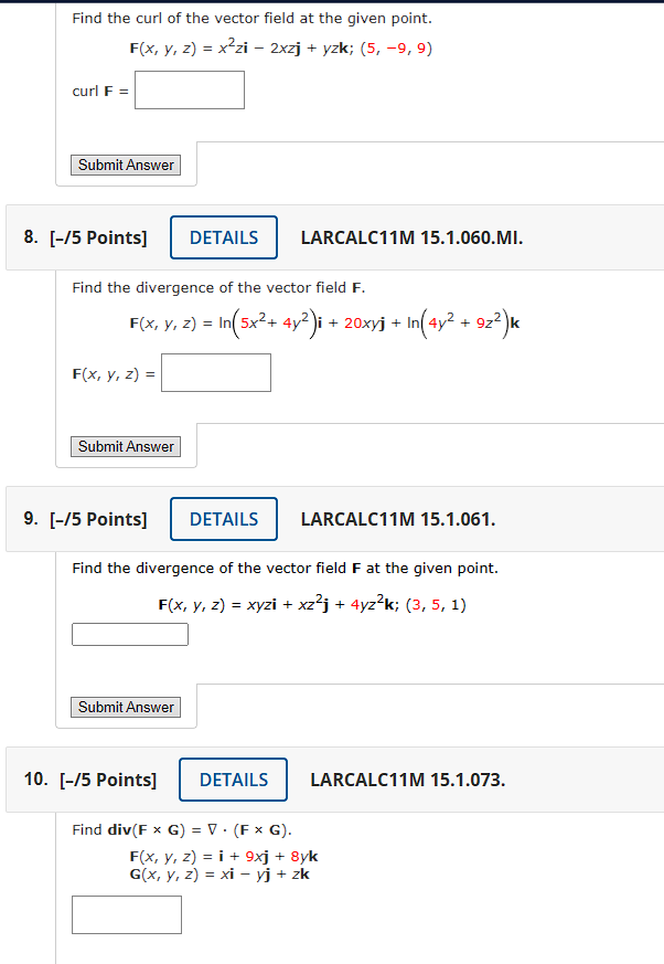 Solved Find the curl of the vector field at the given point. | Chegg.com