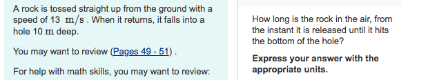 Solved A rock is tossed straight up from the ground with a | Chegg.com
