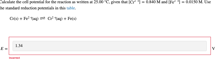 Solved he standard reduction potentials in this table. | Chegg.com