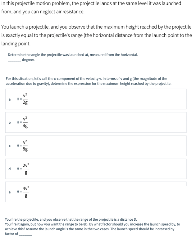 Solved In this projectile motion problem, the projectile | Chegg.com
