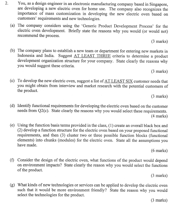Solved 2. You, as a design engineer in an electronic | Chegg.com