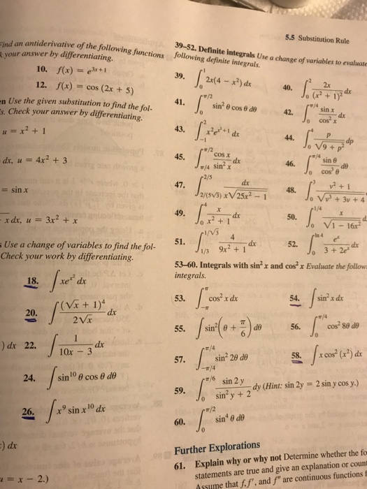 Solved Definite integrals Use a change of variables to | Chegg.com