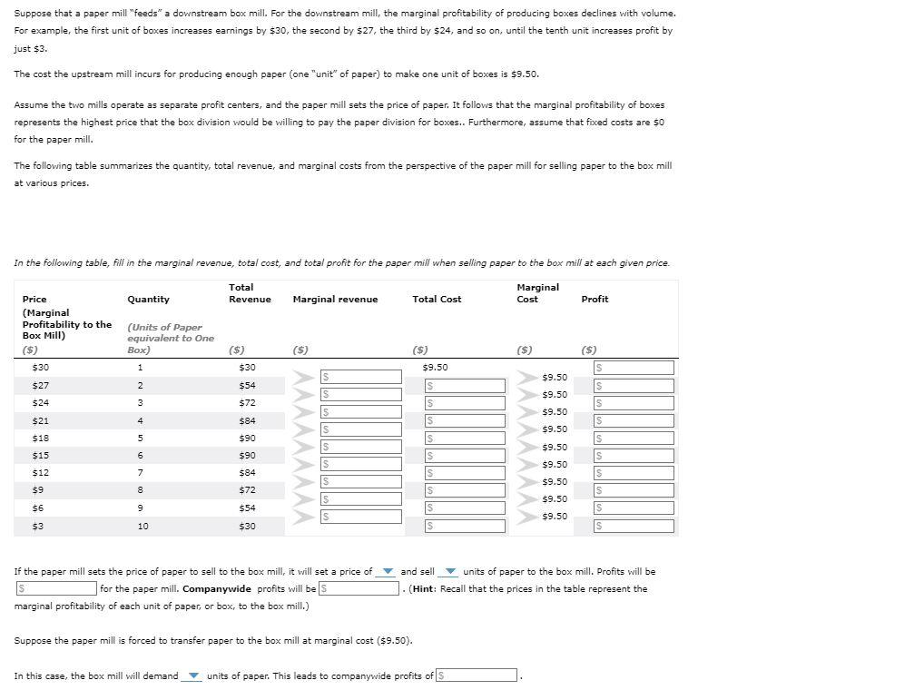 Solved Suppose that a paper mill "feeds" a downstream box | Chegg.com