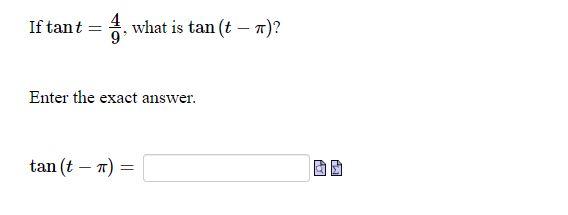Solved 4 what is tan (tr)? If tant = Enter the exact answer. | Chegg.com