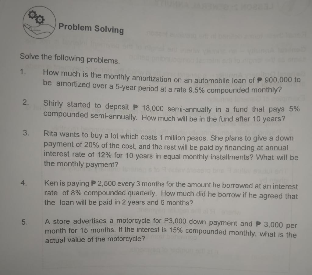 Solved Problem Solving Solve the following problems. How | Chegg.com