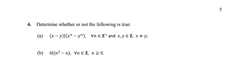 Solved 4. Determine whether or not the following is true: | Chegg.com