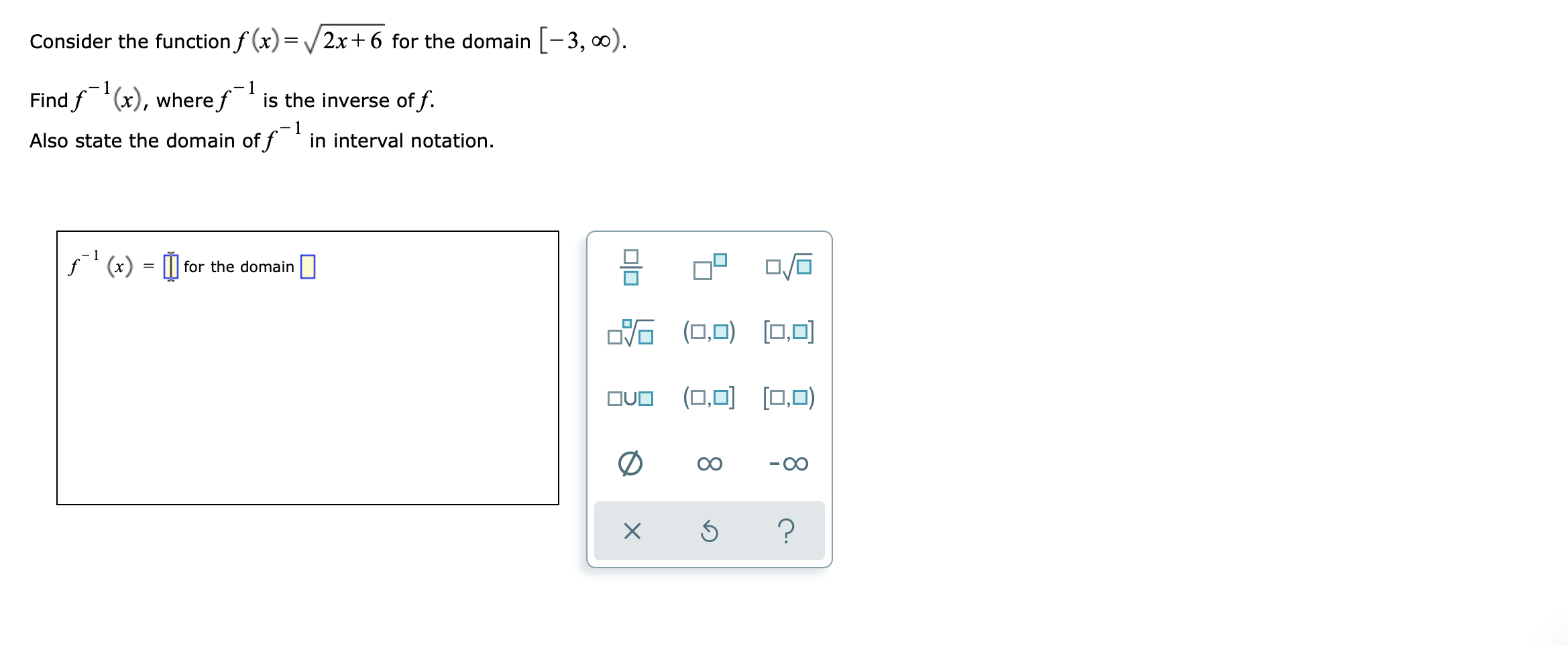 Solved Consider the function f (x) = 2x+6 for the domain | Chegg.com