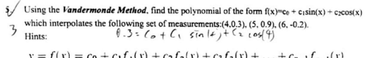 Solved Using the Vandermonde Method, find the polynomial of | Chegg.com