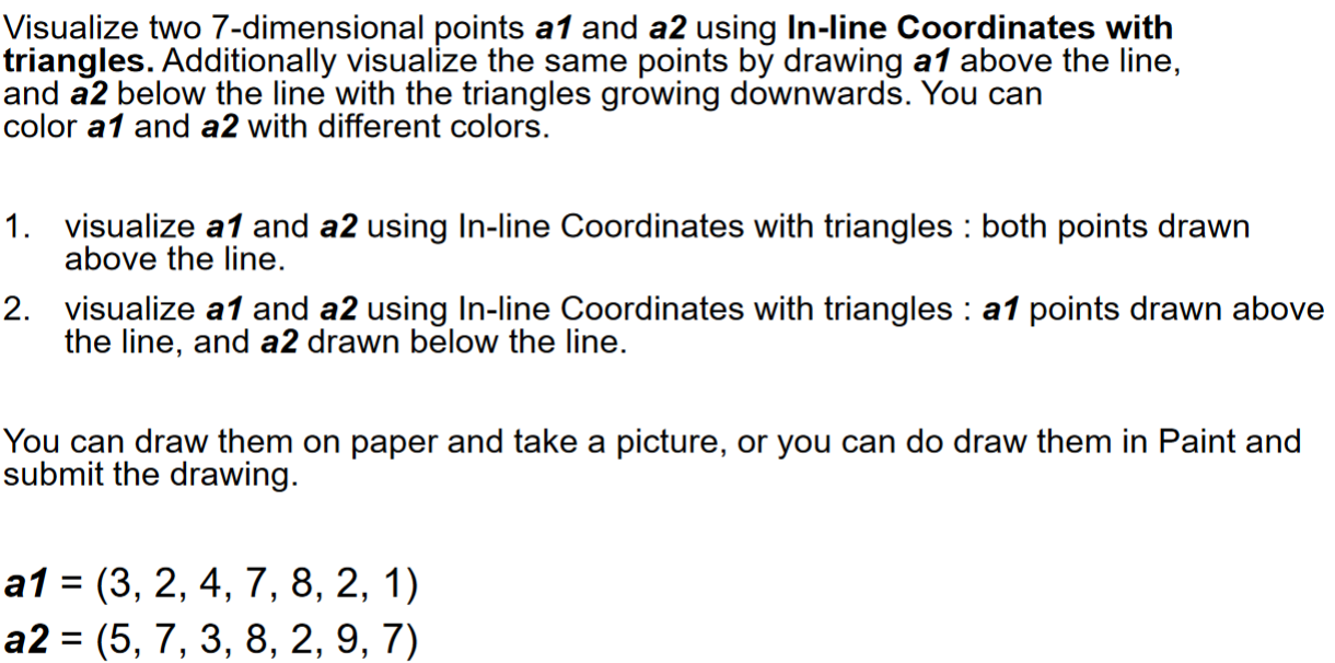 Solved Visualize two 7-dimensional points a1 ﻿and a2 ﻿using | Chegg.com
