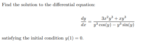 Solved Find the solution to the differential equation: | Chegg.com