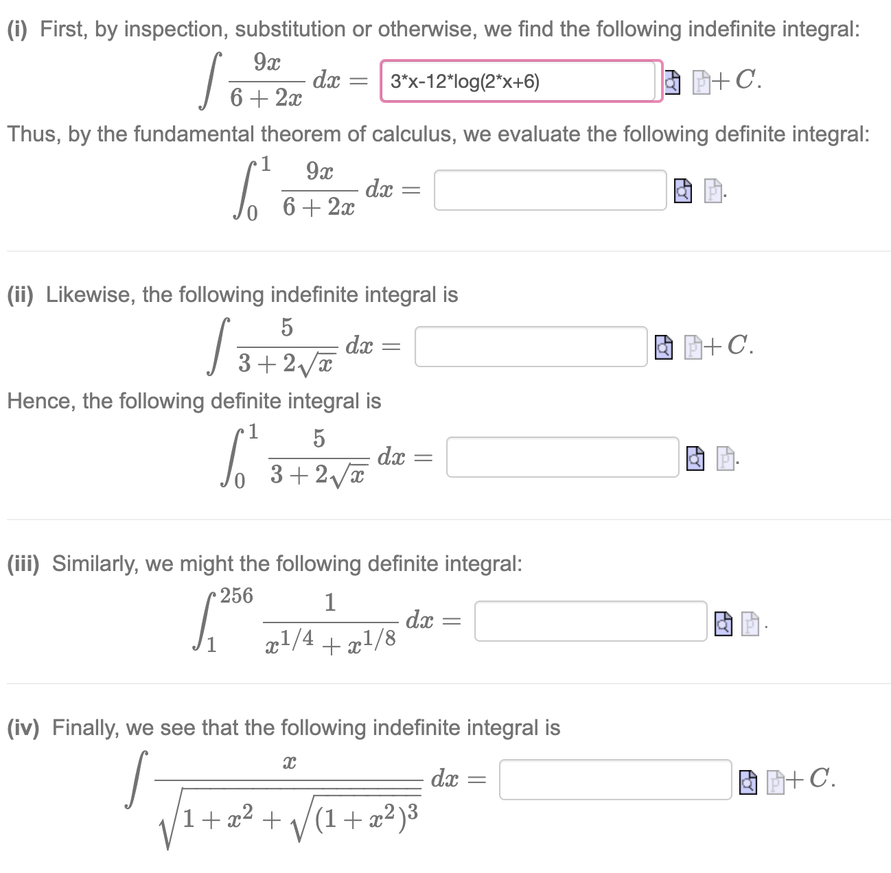 Solved (i) First, by inspection, substitution or otherwise, | Chegg.com