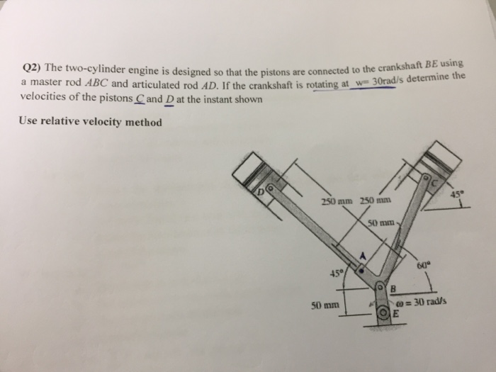 Solved The two-cylinder engine is designed so that the | Chegg.com