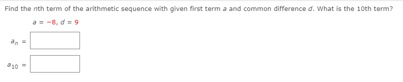 Solved Find the nth term of the arithmetic sequence with | Chegg.com