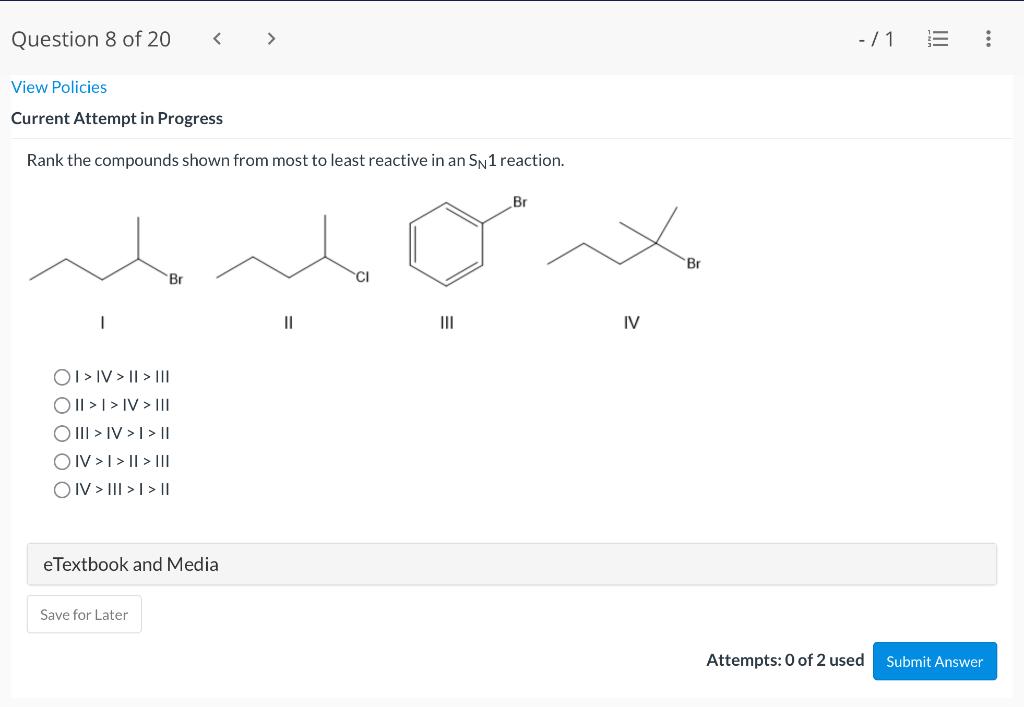 Solved Rank the compounds shown from most to least reactive | Chegg.com
