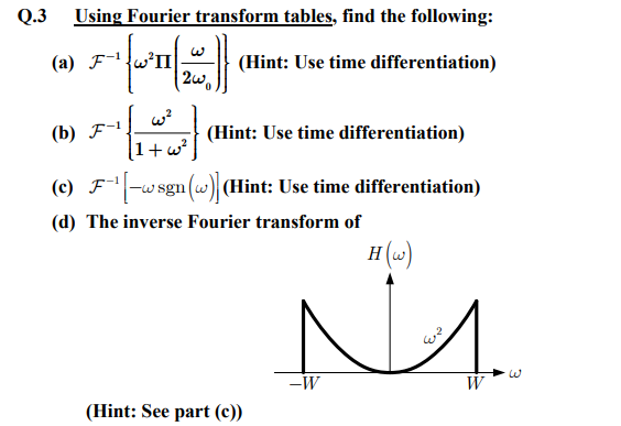2.3 Using Fourier transform tables, find the | Chegg.com