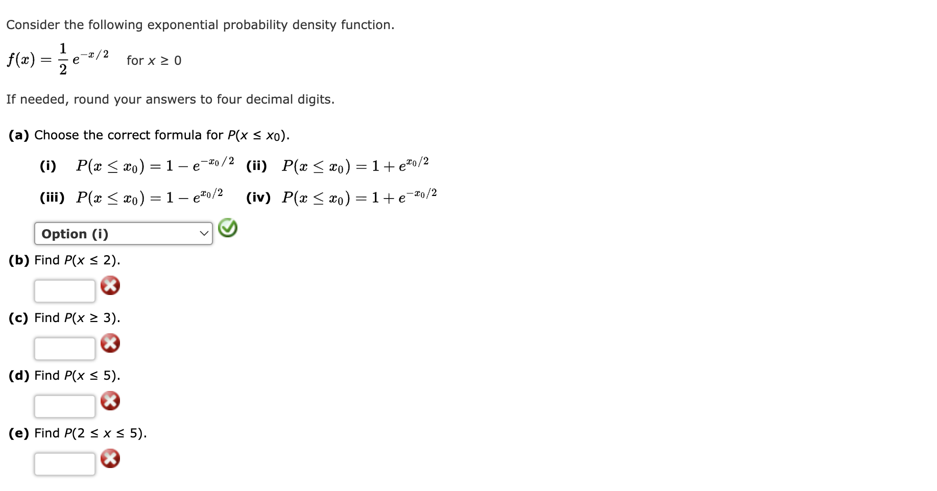 Solved Consider the following exponential probability | Chegg.com