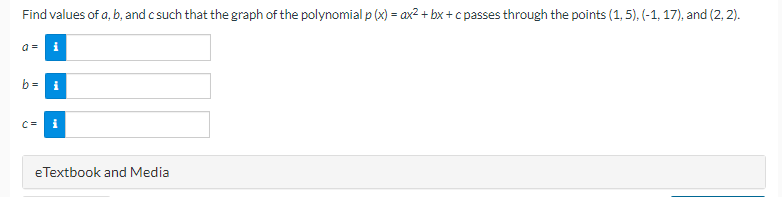 Solved Find values of a,b, and c such that the graph of the | Chegg.com