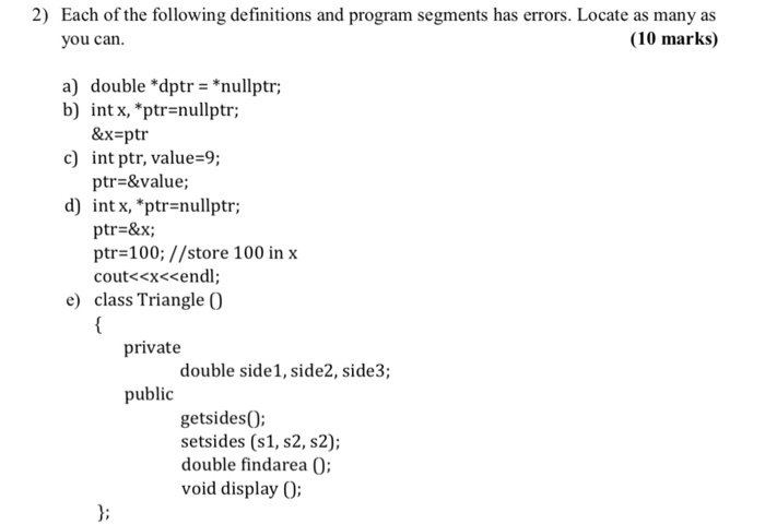 Solved Each of the following definitions and program | Chegg.com