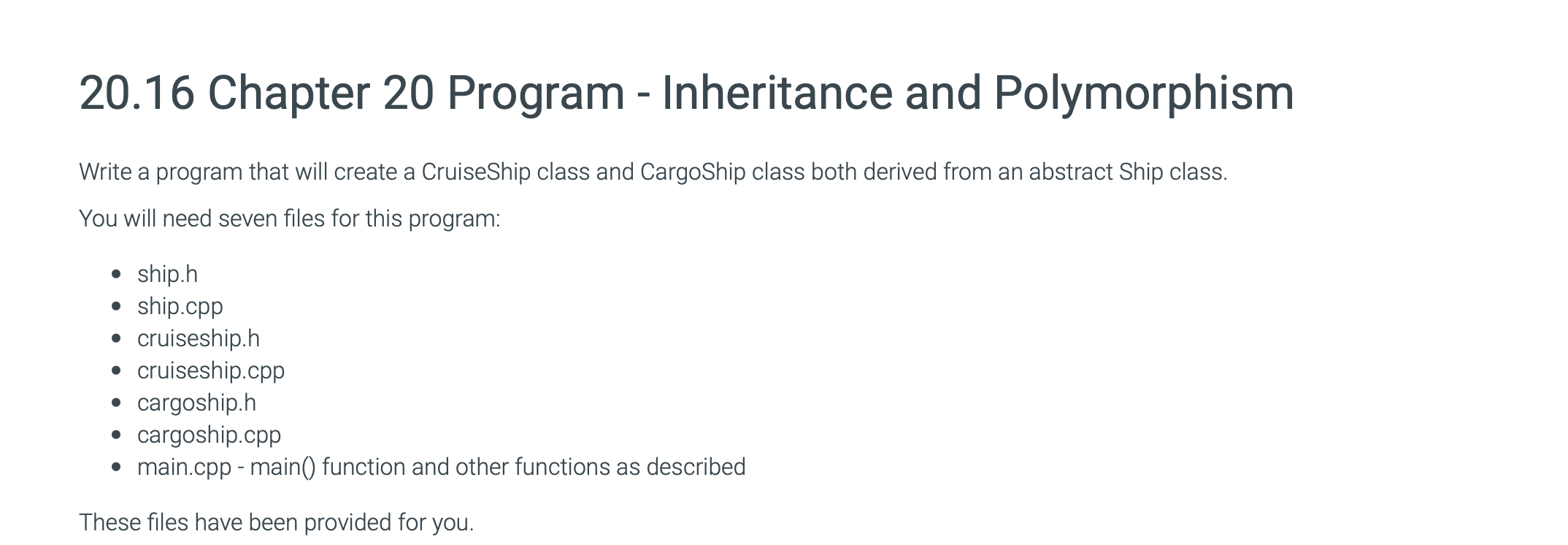 Solved 20.16 Chapter 20 Program - Inheritance and | Chegg.com