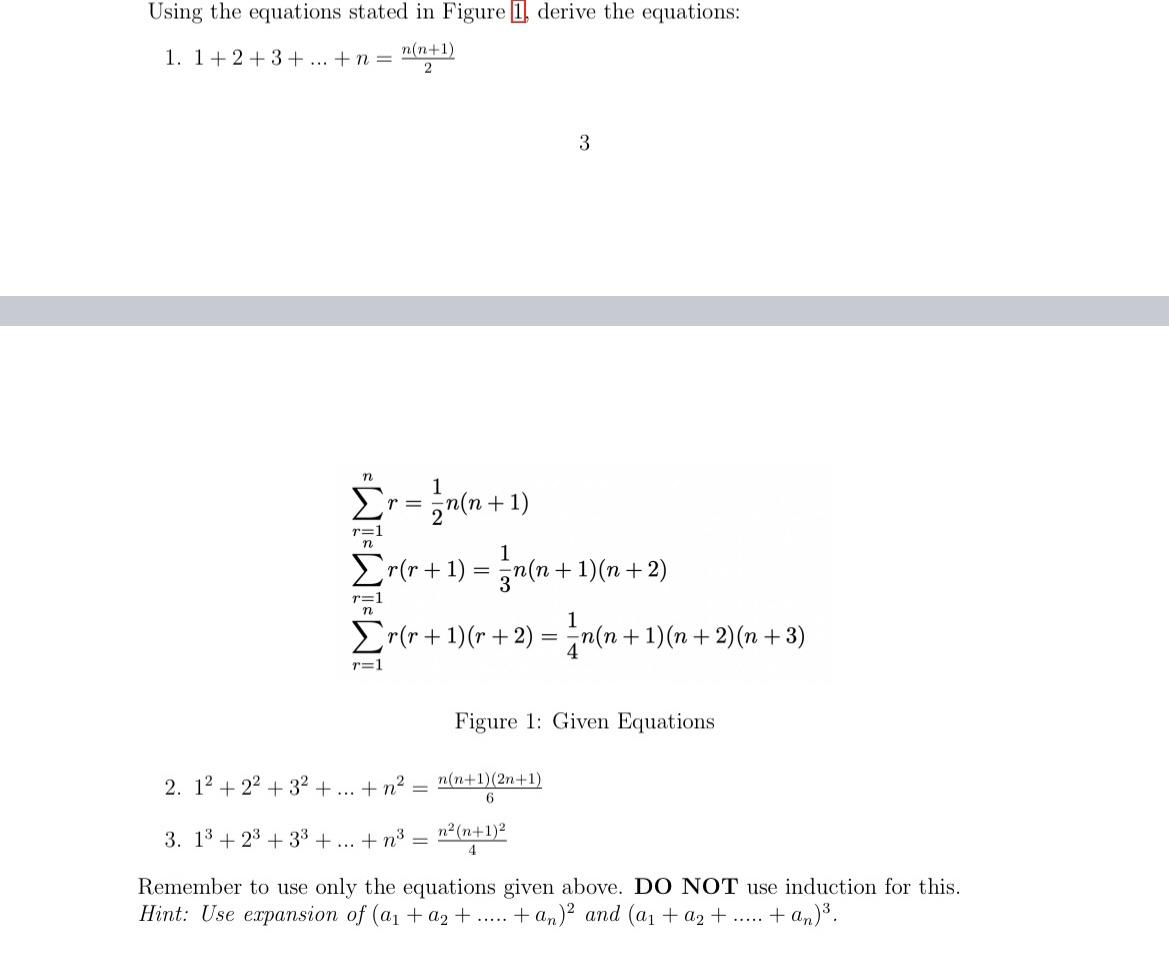 Solved Using the equations stated in Figure 1 , derive the | Chegg.com