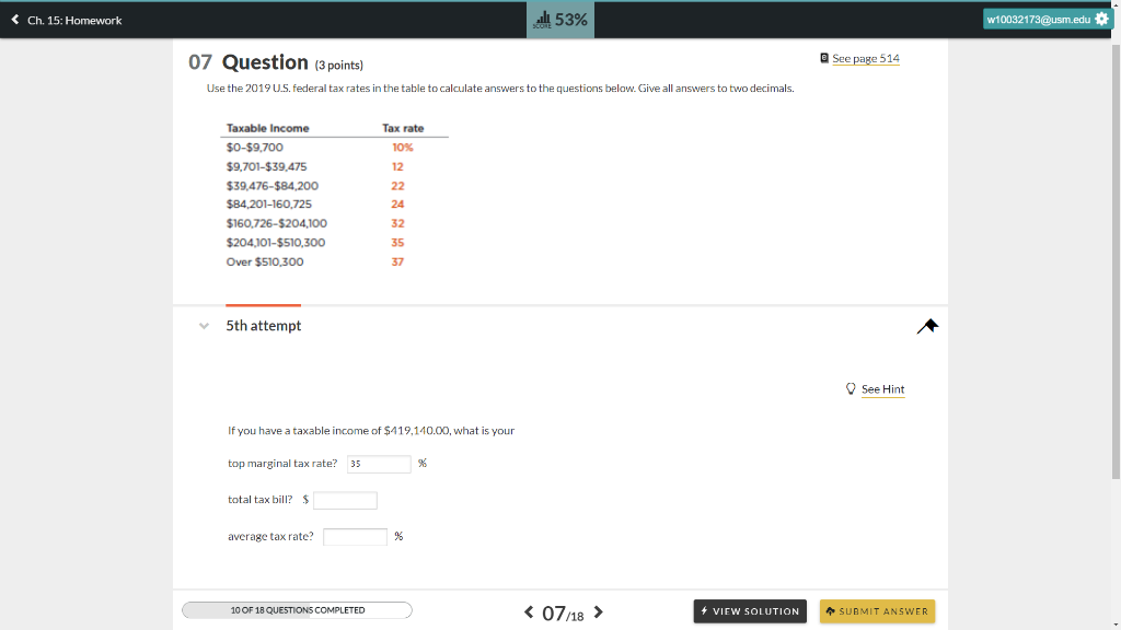 Solved Please solve for the total tax bill and the average | Chegg.com
