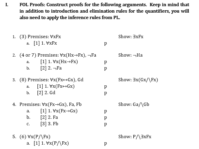 FOL Proofs: Construct proofs for the following | Chegg.com