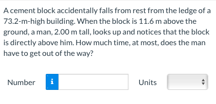 Solved A cement block accidentally falls from rest from the | Chegg.com