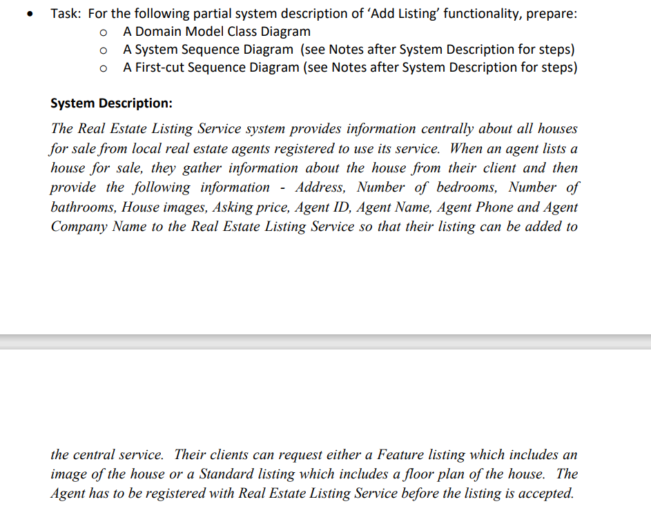 Solved Task: For the following partial system description of | Chegg.com