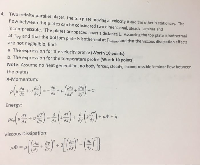 Solved Two infinite parallel plates, the top plate moving at | Chegg.com