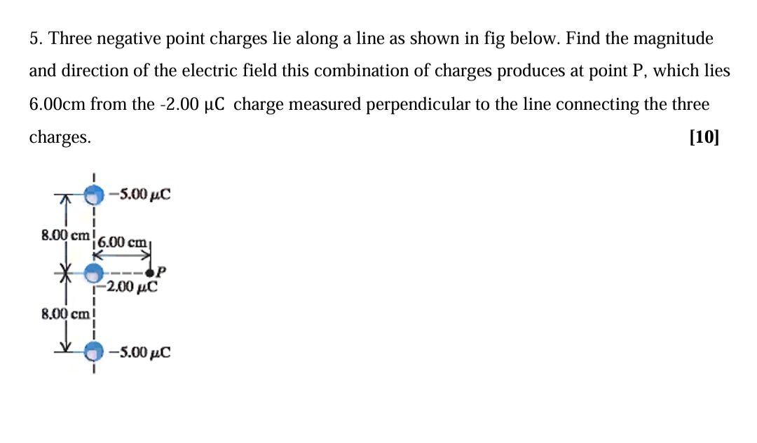 Solved Three negative point charges lie along a line as | Chegg.com